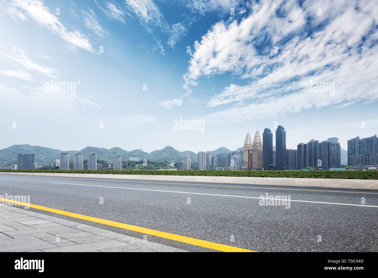 tourist area no one walks the road. Sky Landscape. Outdoor ...
