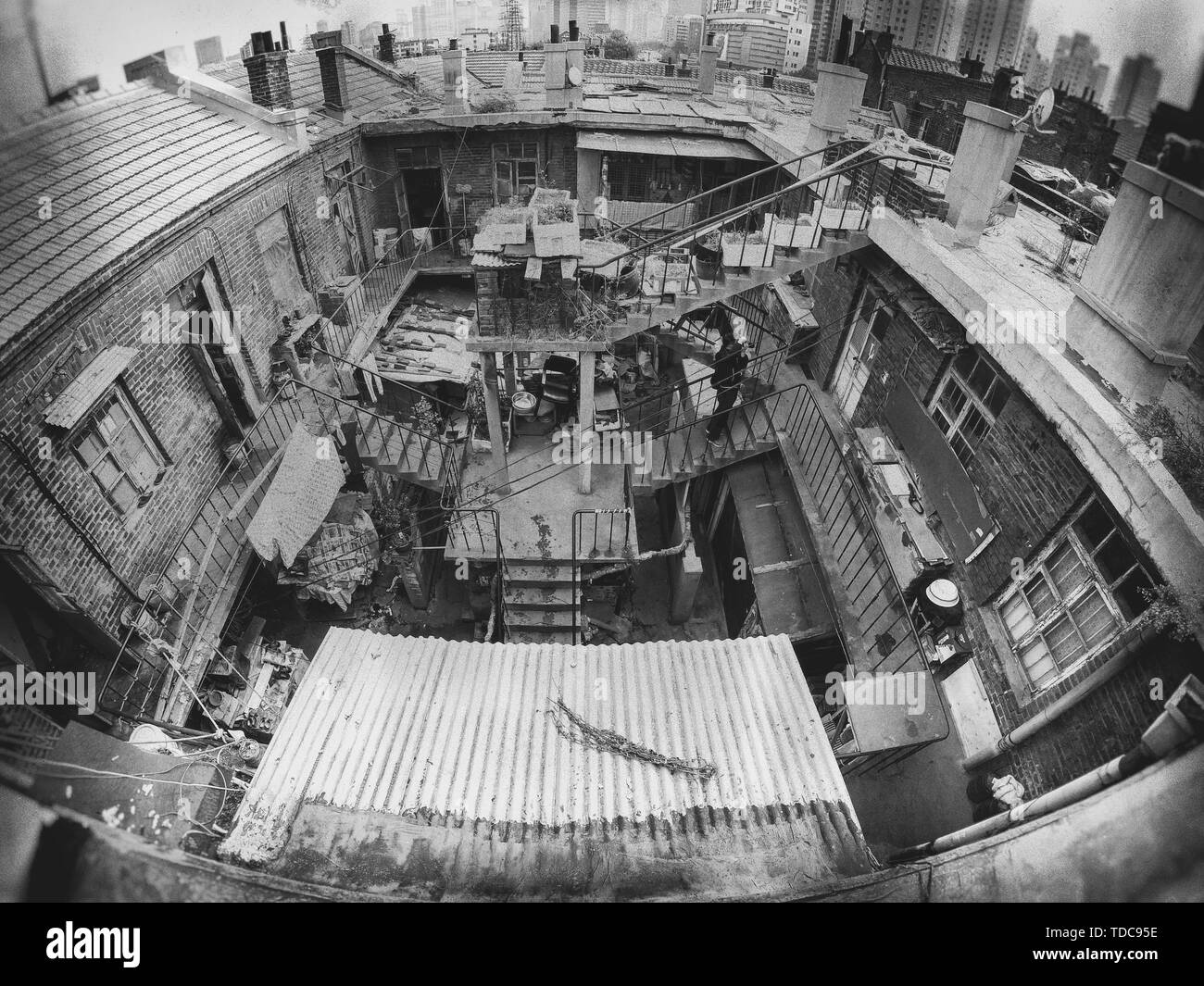 The streets of high rise building to form teams hi-res stock ...