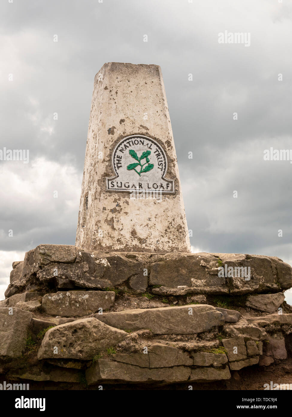 The trig or trigonometry sign at the summit of Sugar Loaf mountain ...