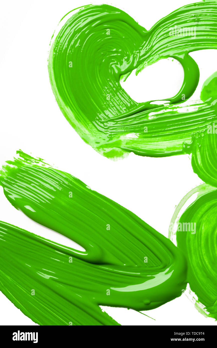 green stroke of the paint brush on white paper Stock Photo - Alamy