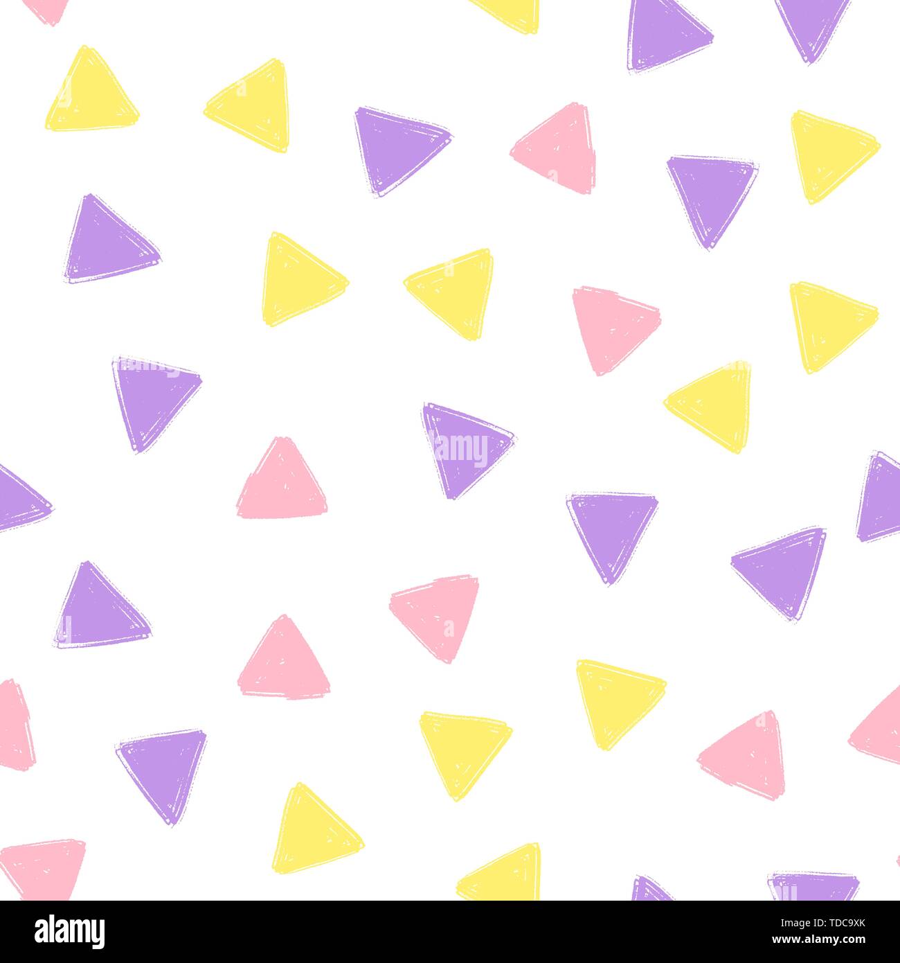 Hand Draw Triangle Pattern Kids purple, Pink, Yellow. Vector Endless ...