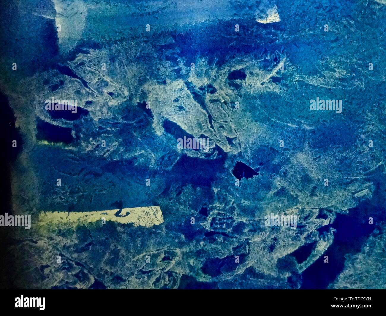 Blue stone pigment texture painting wallpaper texture Stock Photo - Alamy