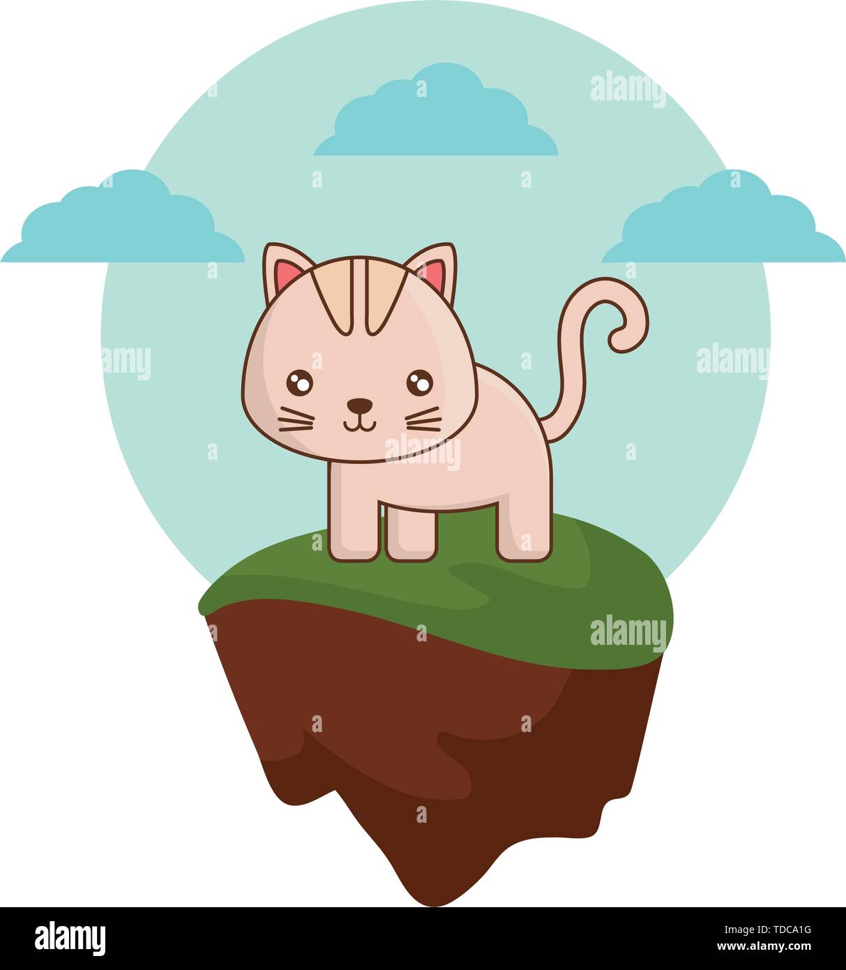 cute cat animal in landscape natural vector illustration design Stock ...