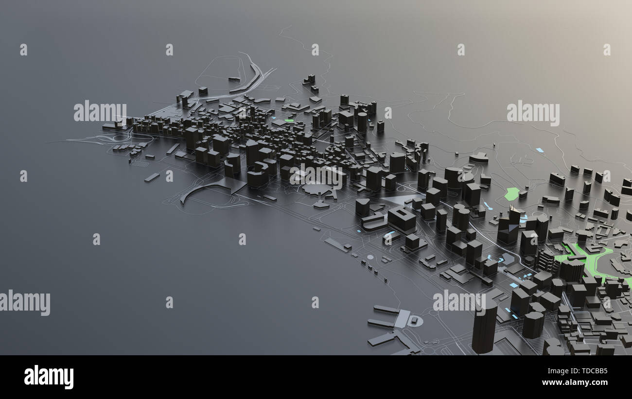 3D futuristic city architecture Stock Photo - Alamy