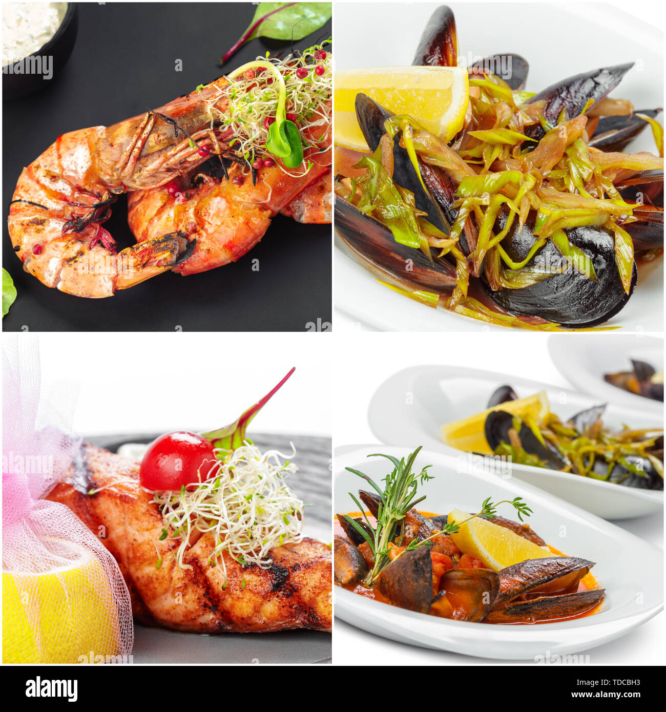 Collage from different pictures of tasty food Stock Photo - Alamy