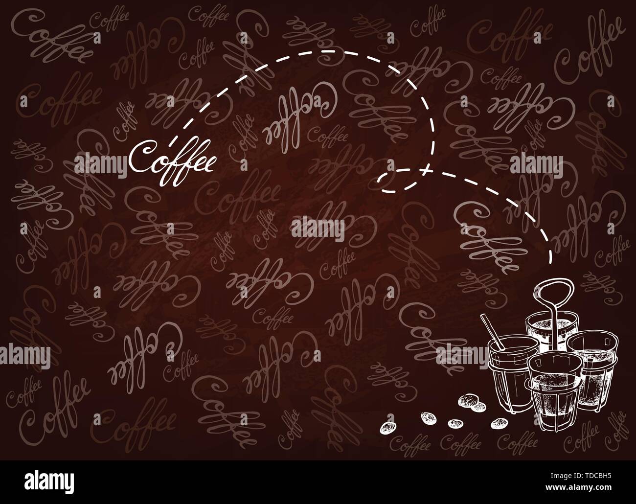 Illustration Hand Drawn Sketch of Ancient Chinese Coffee and Tea on ...