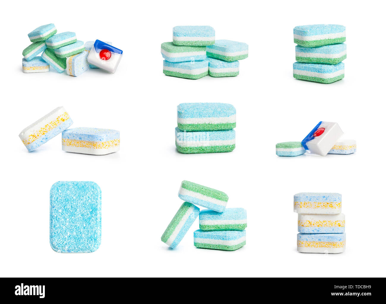 Dishwasher tablets on a white background Stock Photo - Alamy