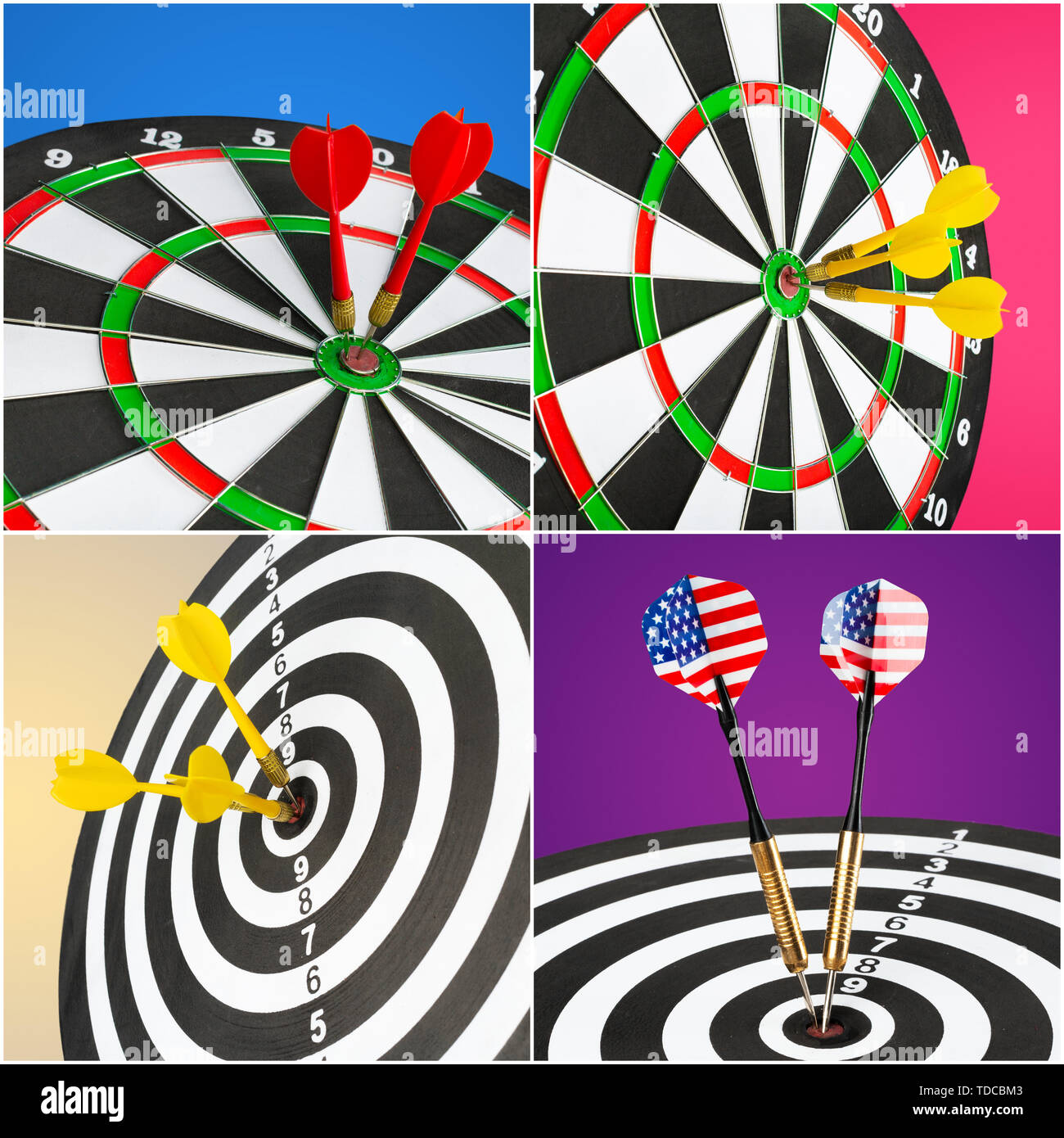 Dart board collage Stock Photo - Alamy