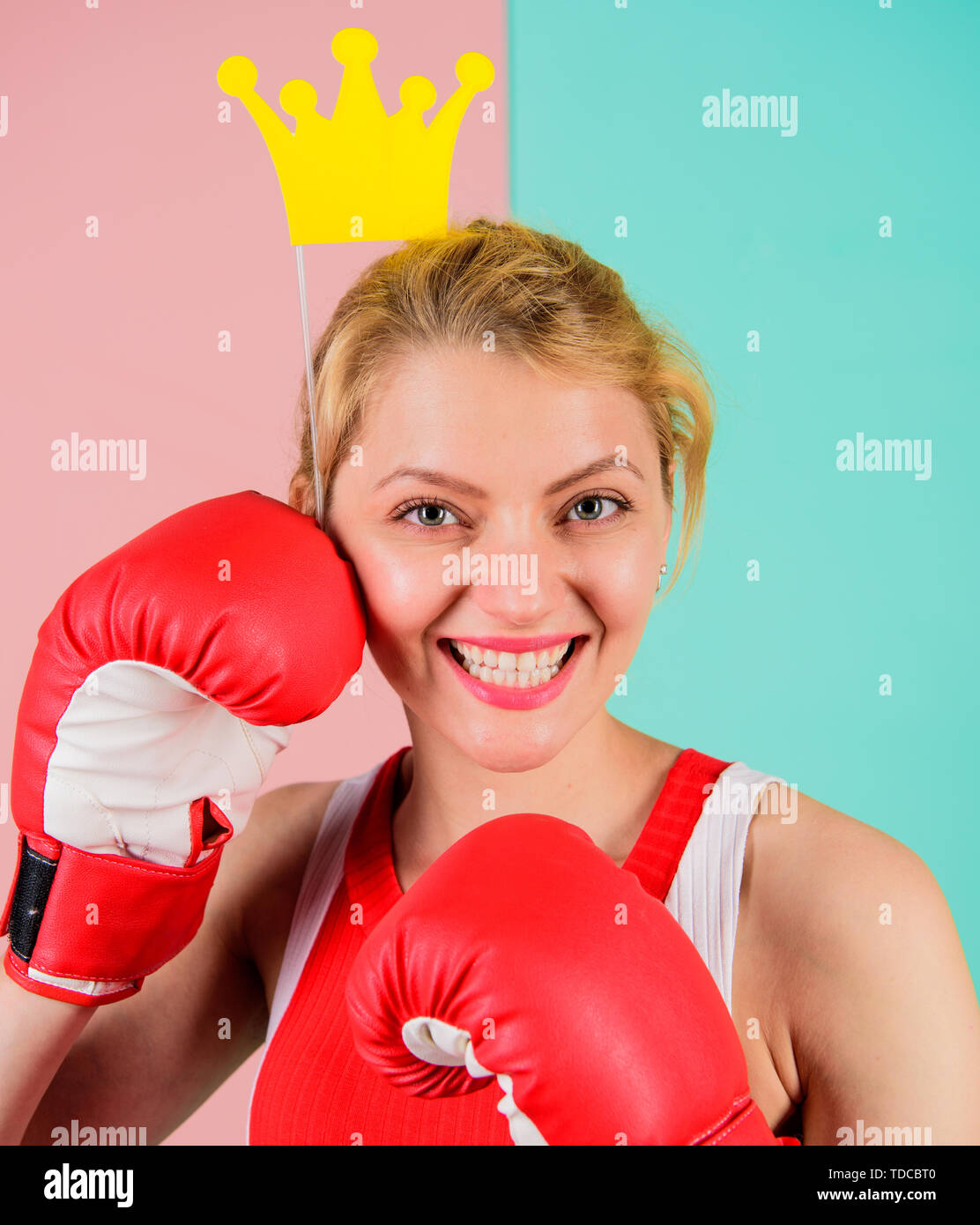 Fight for success. VIP gym. Fighting queen. Woman boxing glove and ...