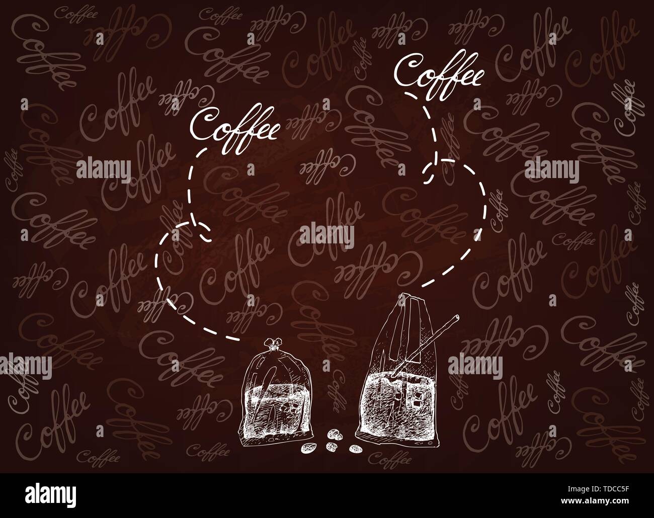 Drink and Beverage, Illustration Hand Drawn Sketch of Thai Iced Coffee ...