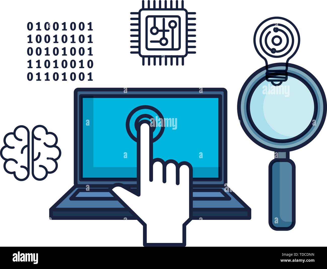 laptop computer with tech icons vector illustrator Stock Vector Image ...