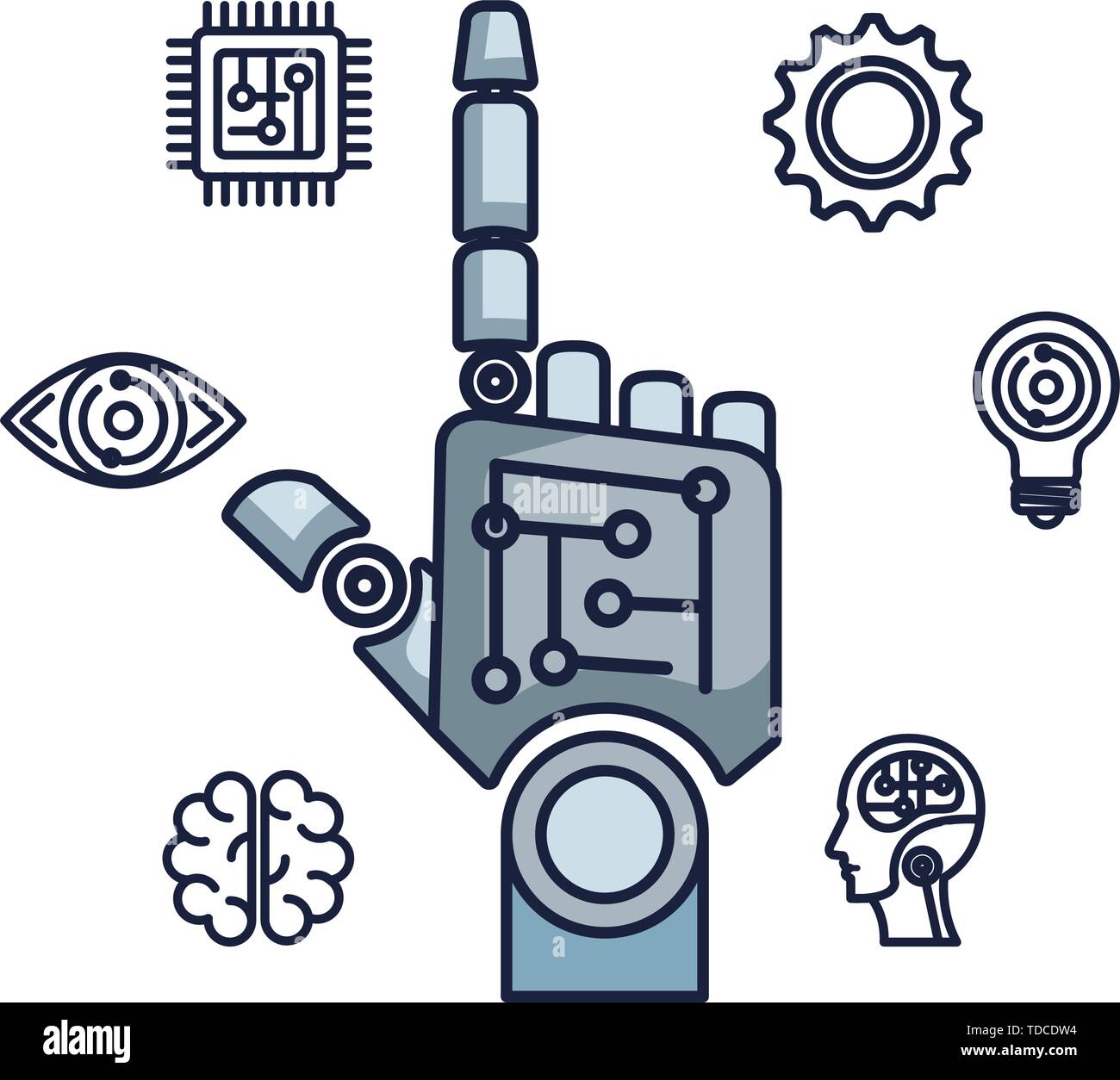 robotic hand index with set icons vector illustrator Stock Vector Image ...