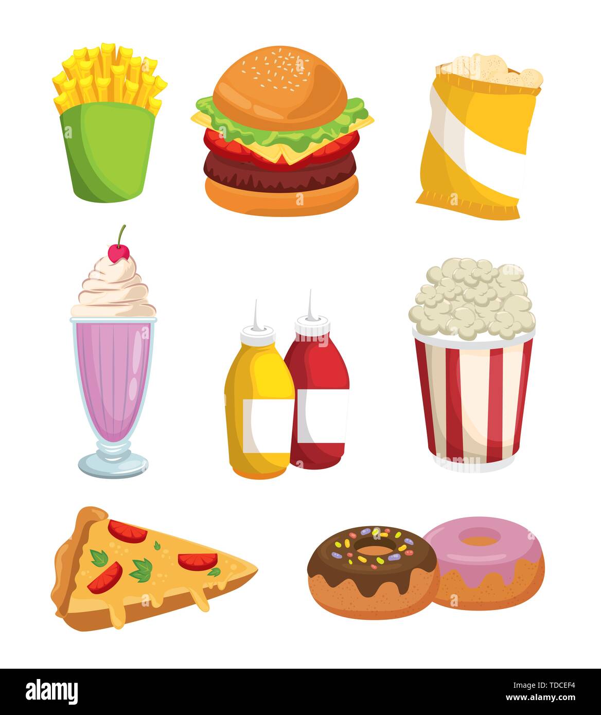 set of colorful cartoon fast food Stock Vector Image & Art - Alamy