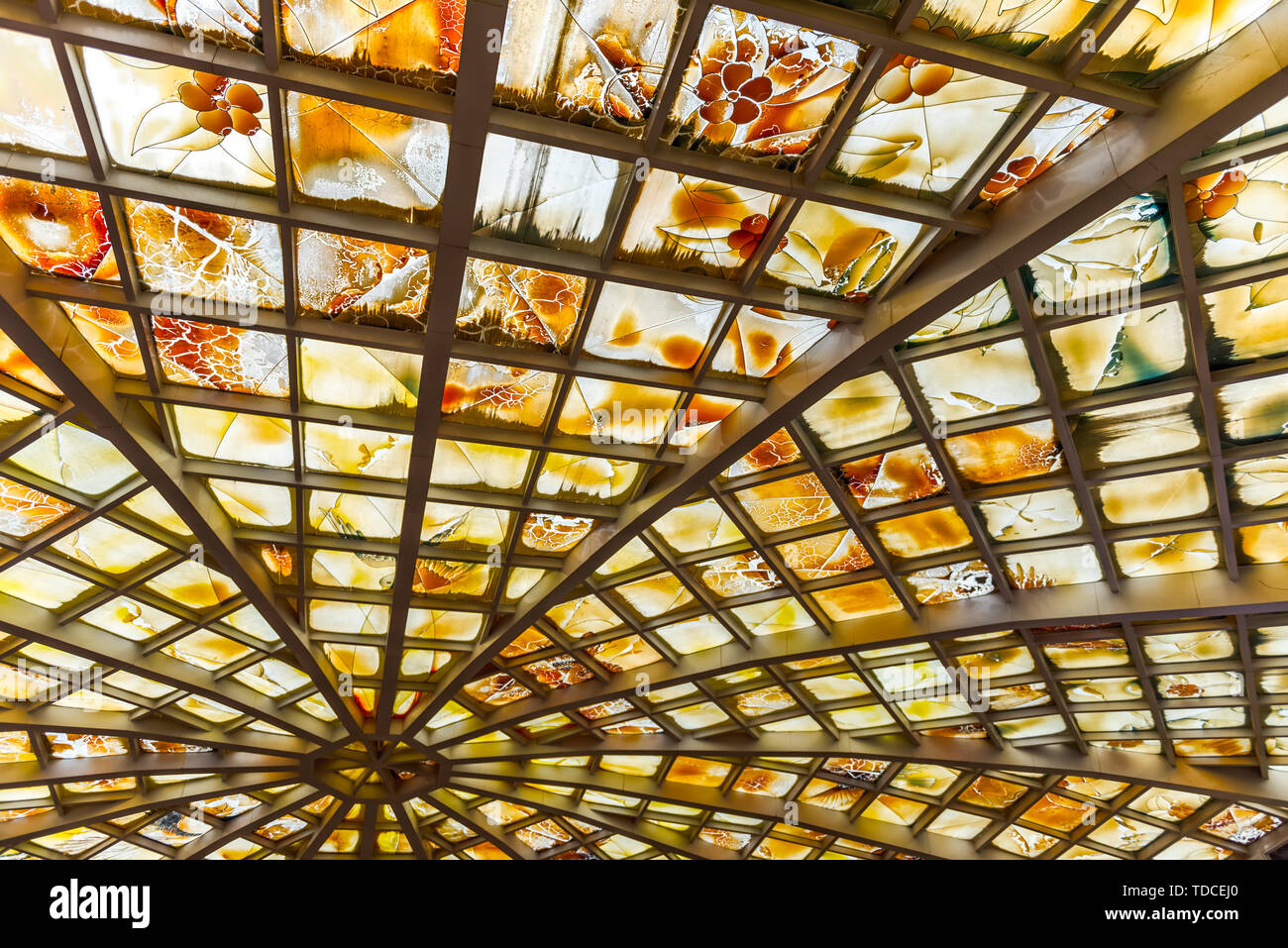 Modern stained glass roof close-up Stock Photo - Alamy