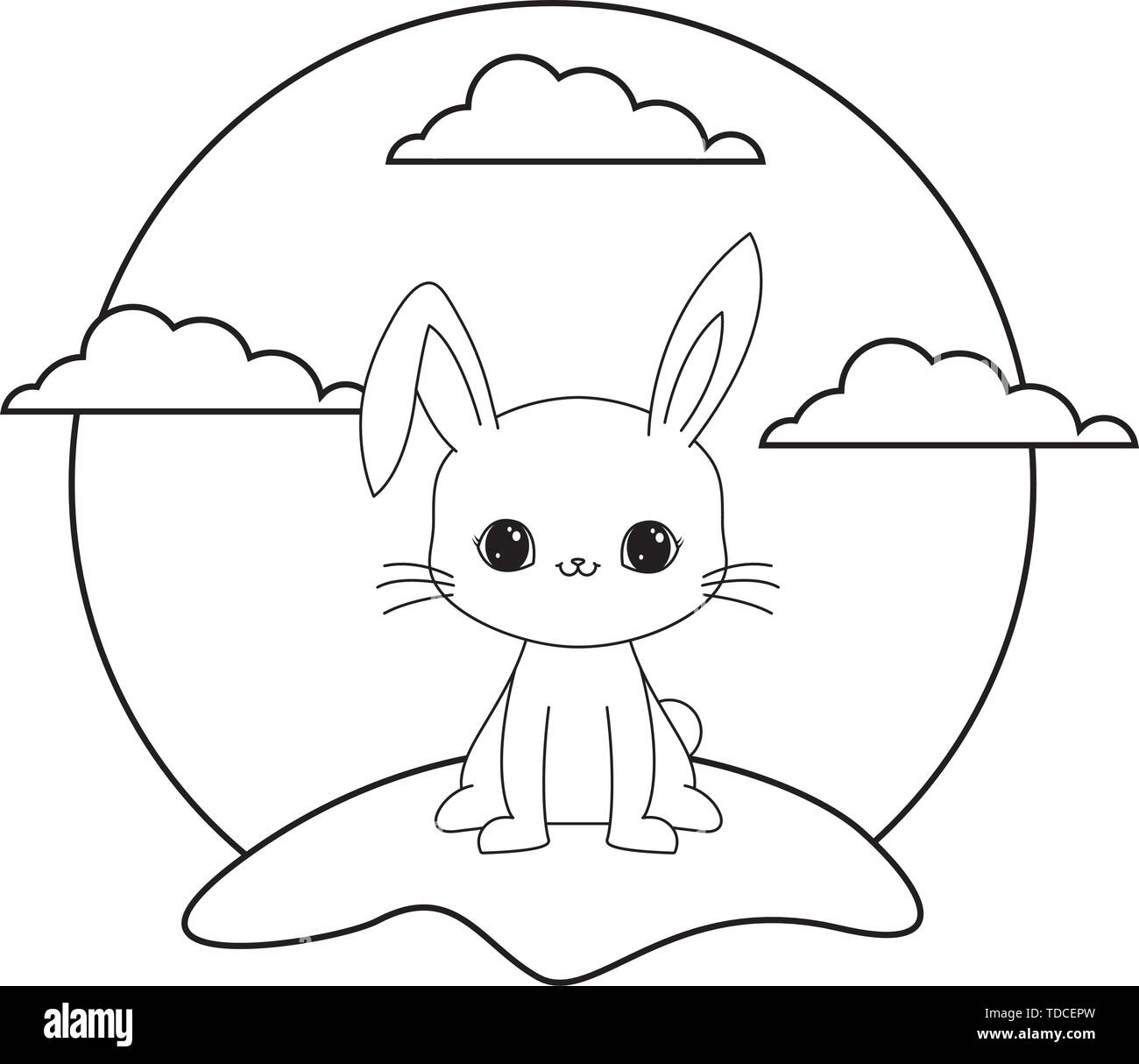 cute rabbit animal in landscape vector illustration design Stock Vector ...