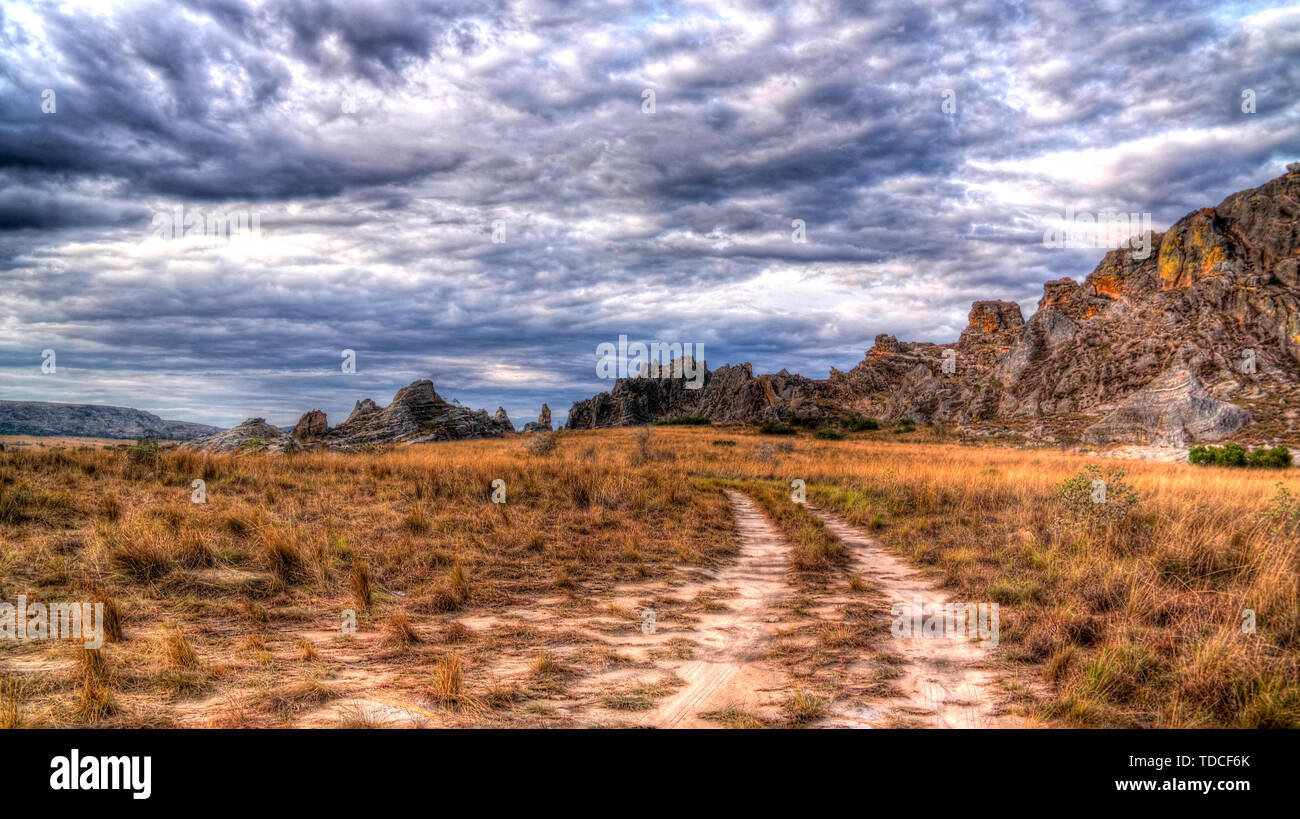 Abstract Rock formation near stone window at Isalo national park at ...