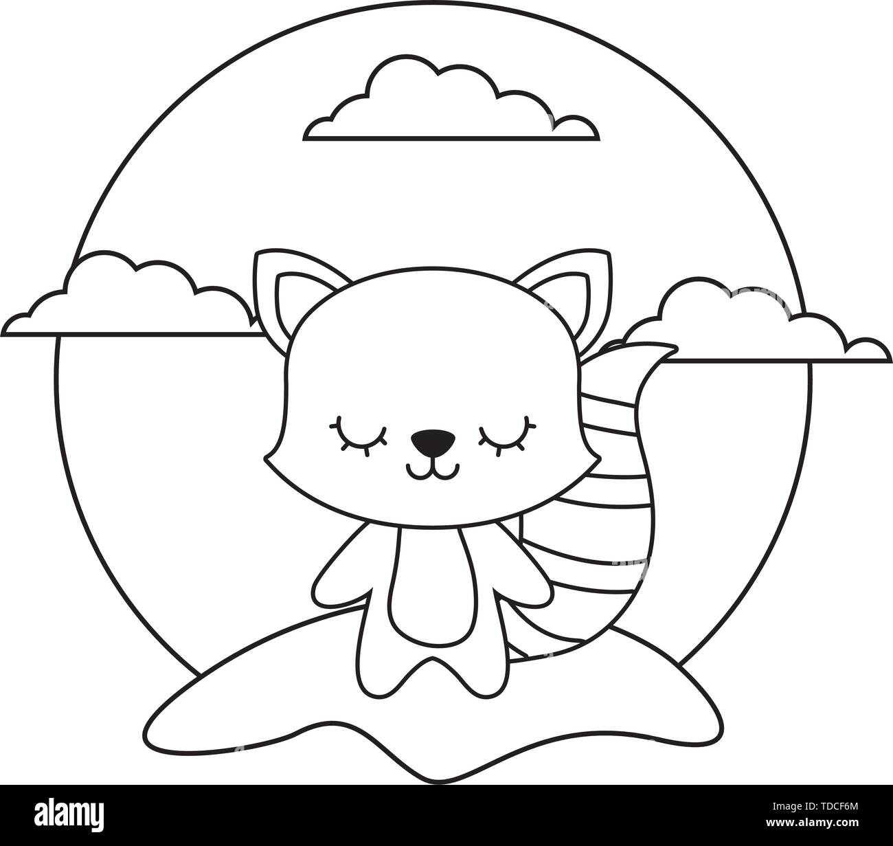 cute cat animal in landscape vector illustration design Stock Vector ...
