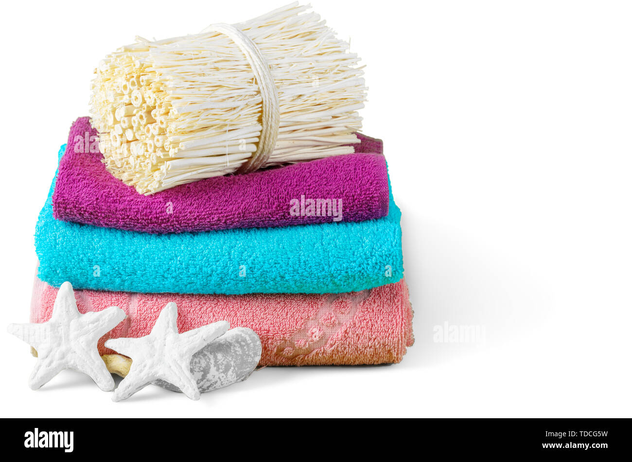 Spa bath shower items isolated on white background Stock Photo - Alamy