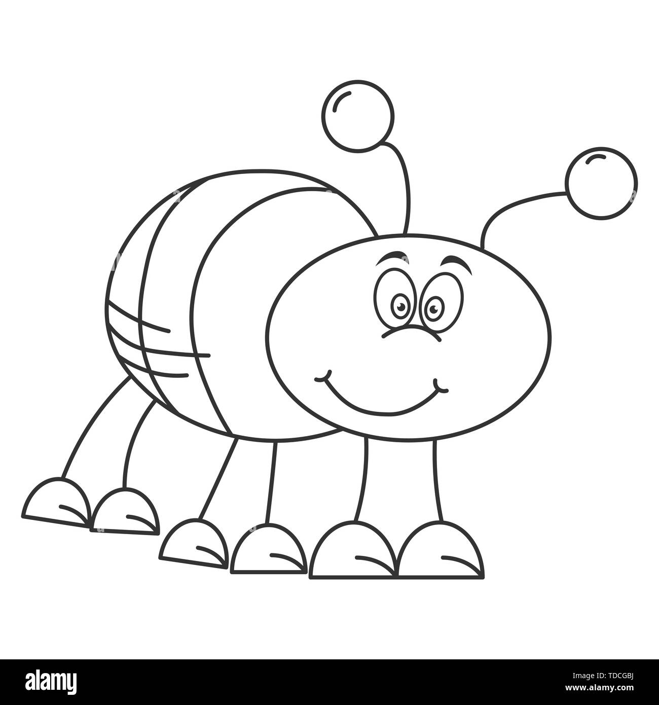 Cheerful beetle in cartoon style. Outline drawing. Vector illustration ...