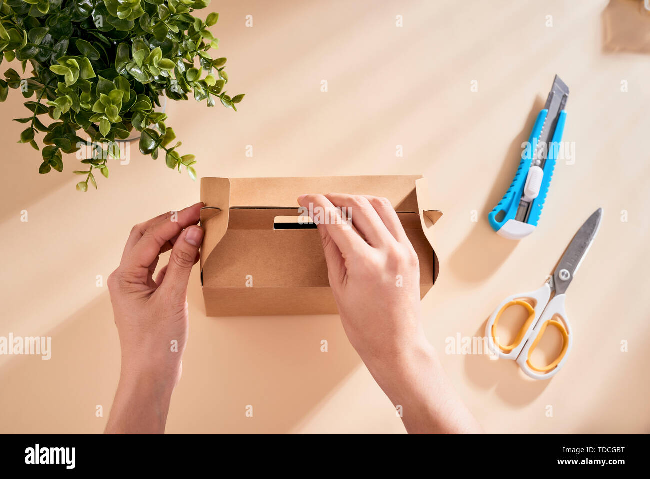 Making a gift box. DIY concept. Step-by-step photo instruction Stock ...