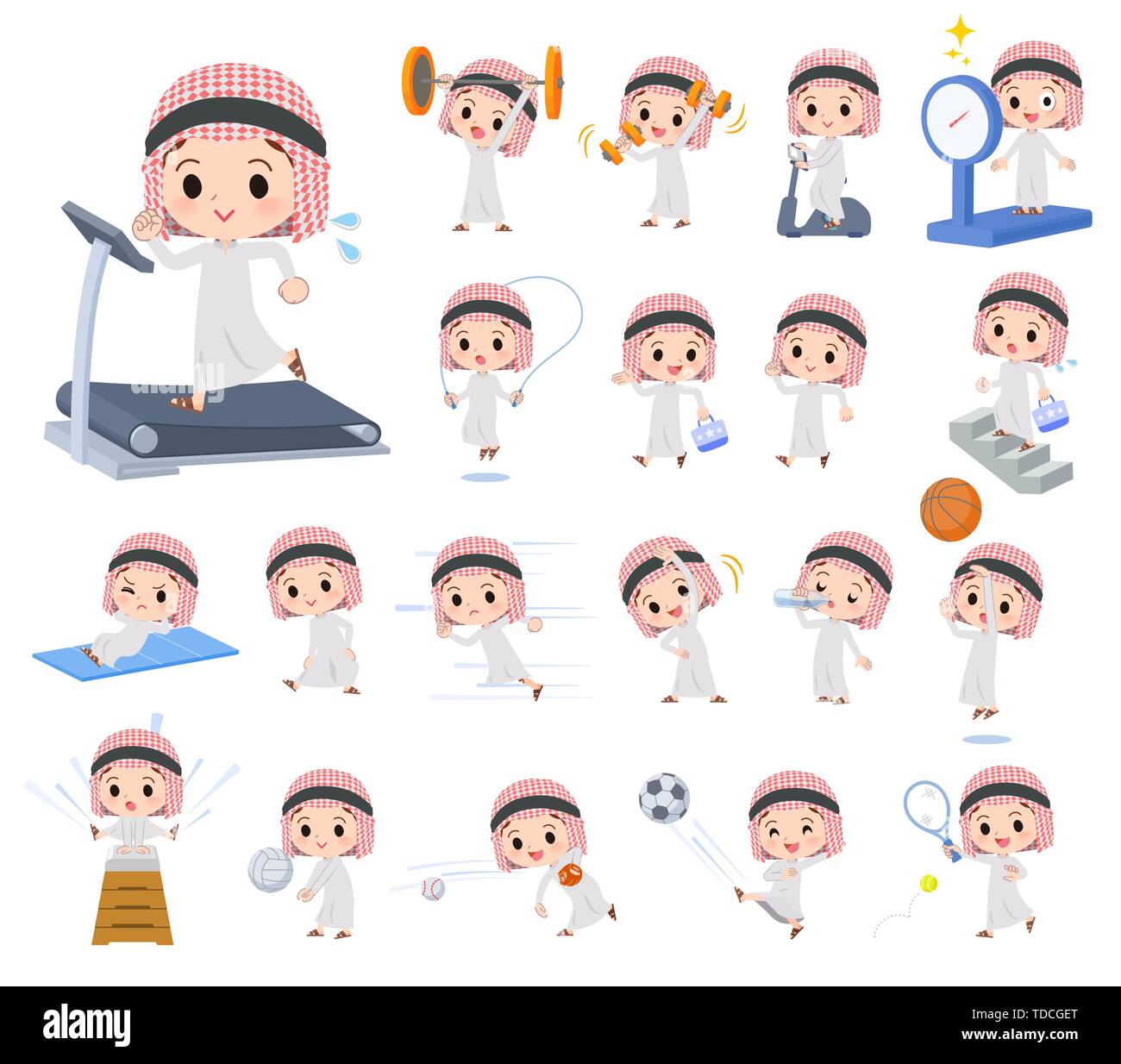 A set of Islamic boy on exercise and sports.There are various actions ...