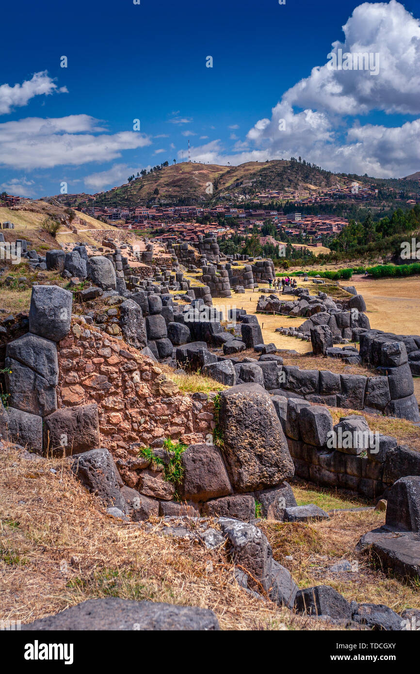 Sacsayhuaman ruins in Cusco, Peru. A monumental complex of stone ...