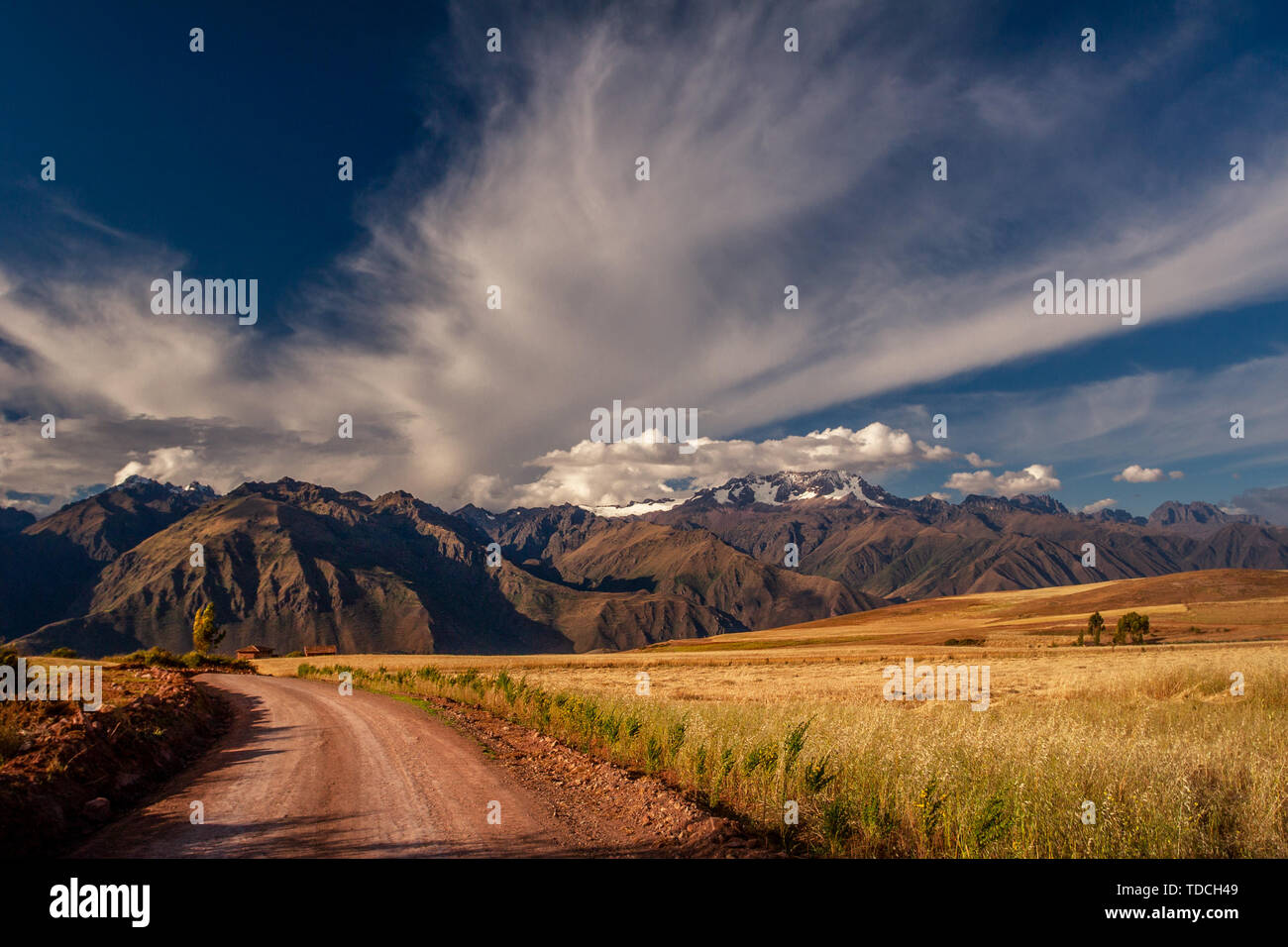 View on the Andes mountains near the Cusco city in Peru. Mountain peak ...