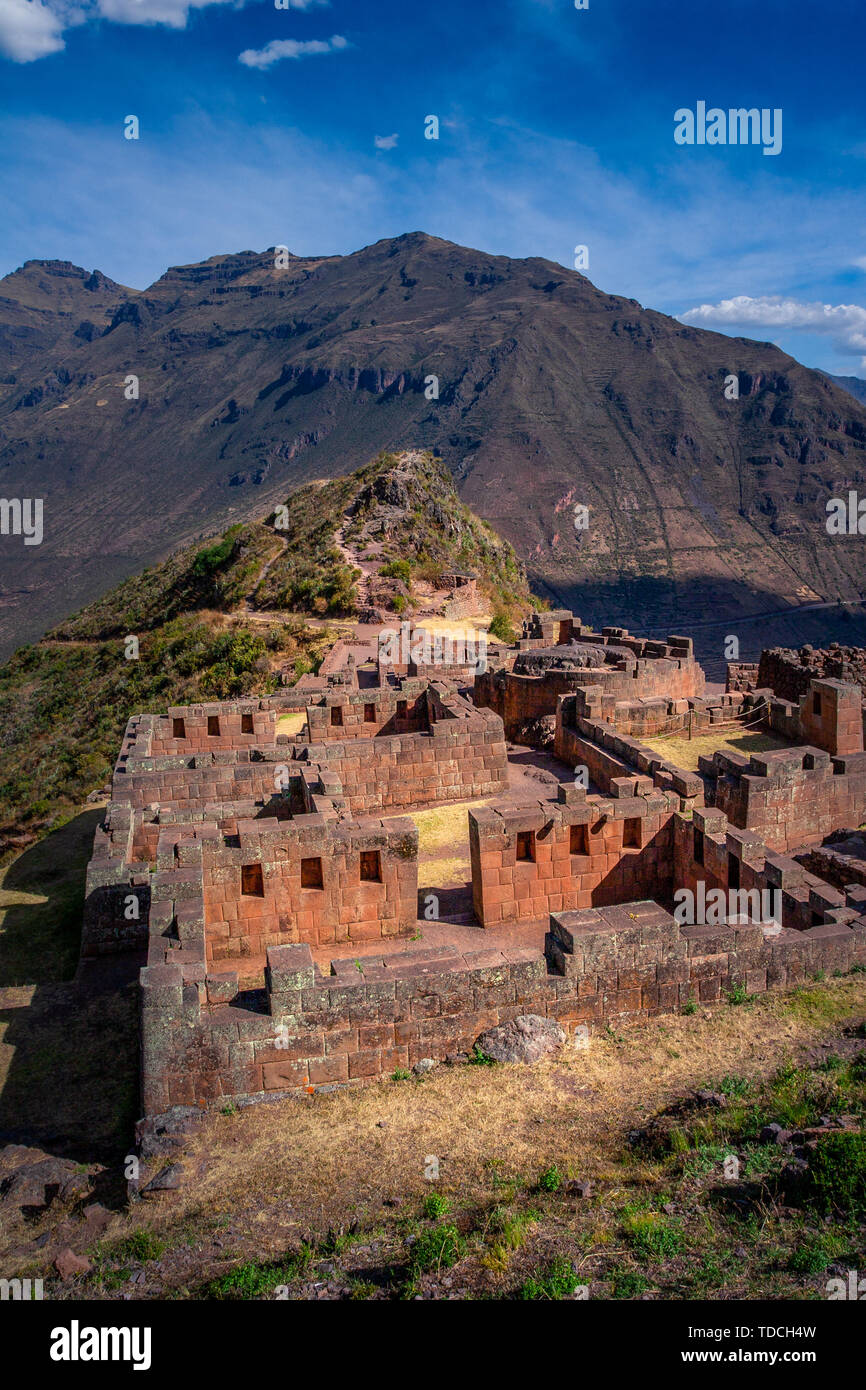Inca archeological ruins of Pisac in the Sacred Valley near the Cusco ...
