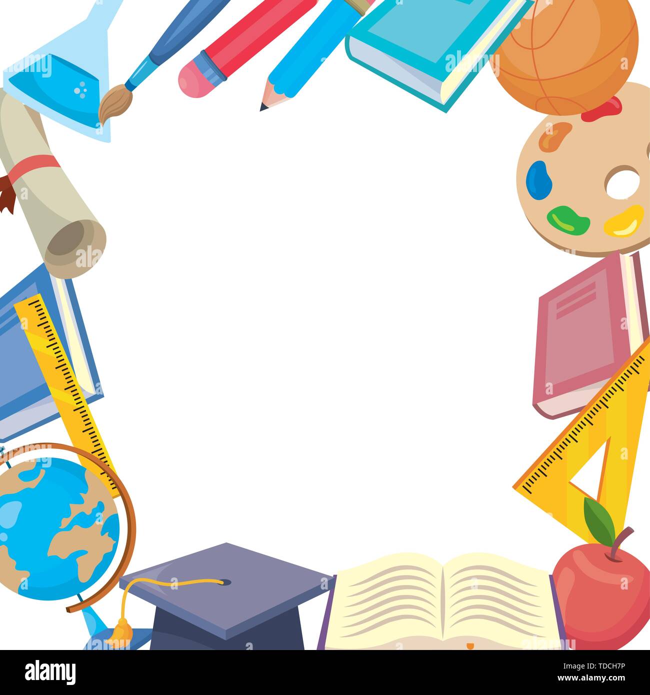 Icon set design, School supply object education study lesson and class ...