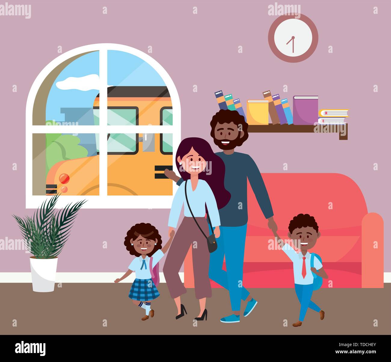 Family with kids going to school design, Family activities relationship ...