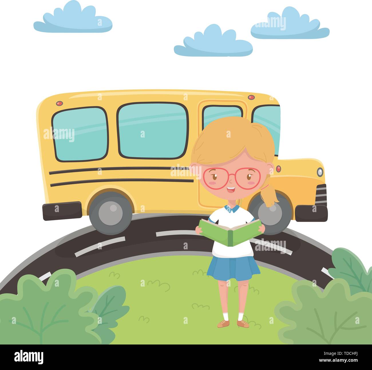 School bus and girl design, Education lesson study learning classroom ...