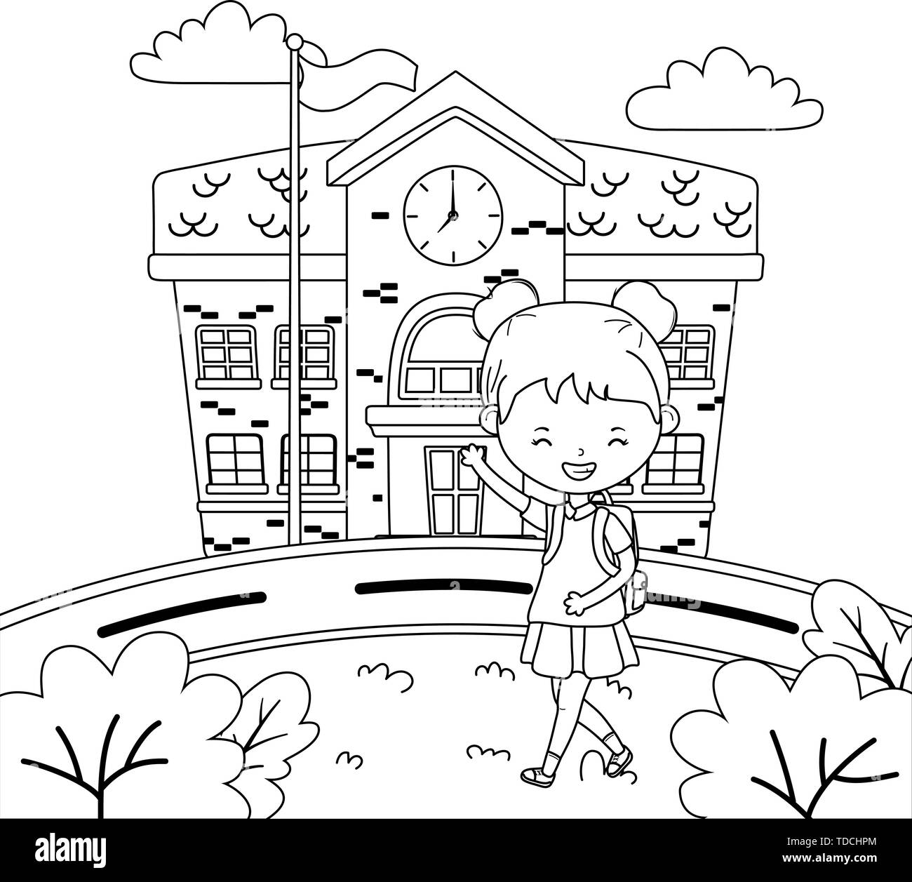 School building and girl cartoon design, Education lesson study ...
