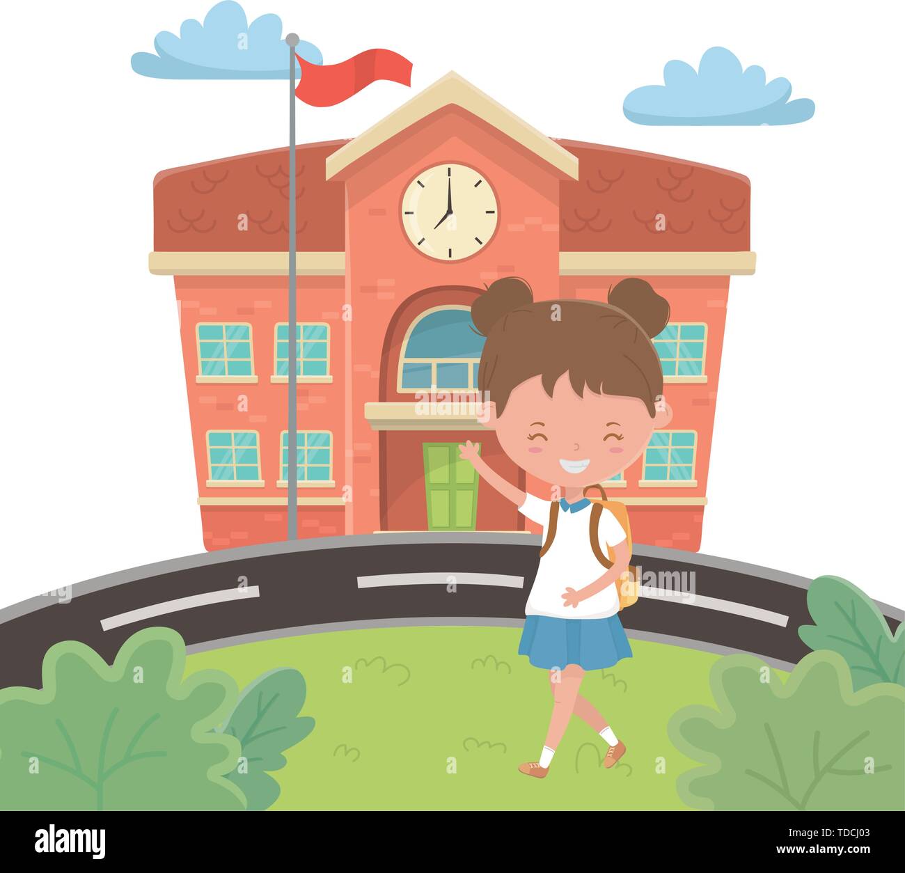 School building and girl design, Education lesson study learning ...