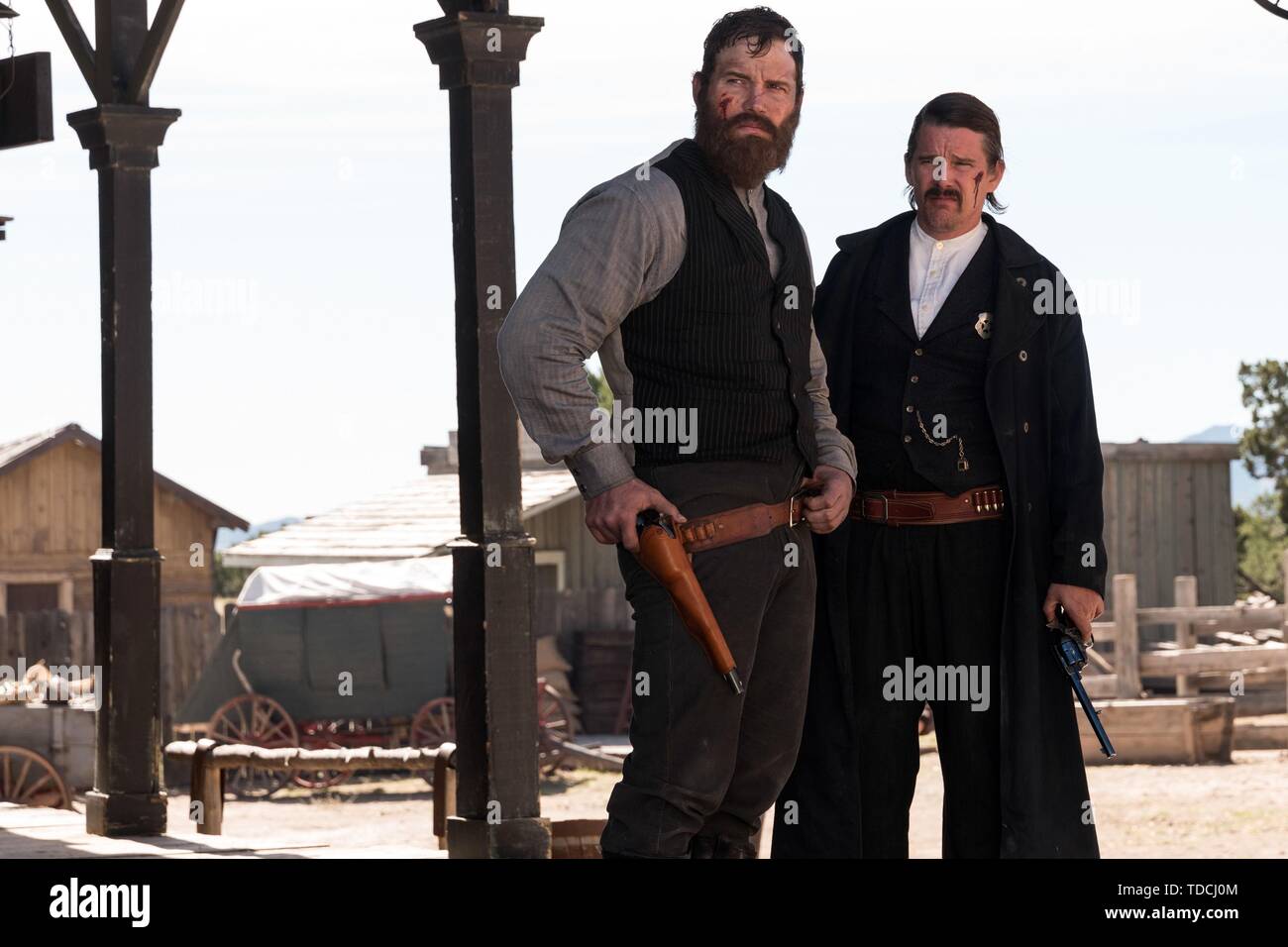 ETHAN HAWKE and CHRIS PRATT in THE KID (2019). Credit: Mimran Schur ...