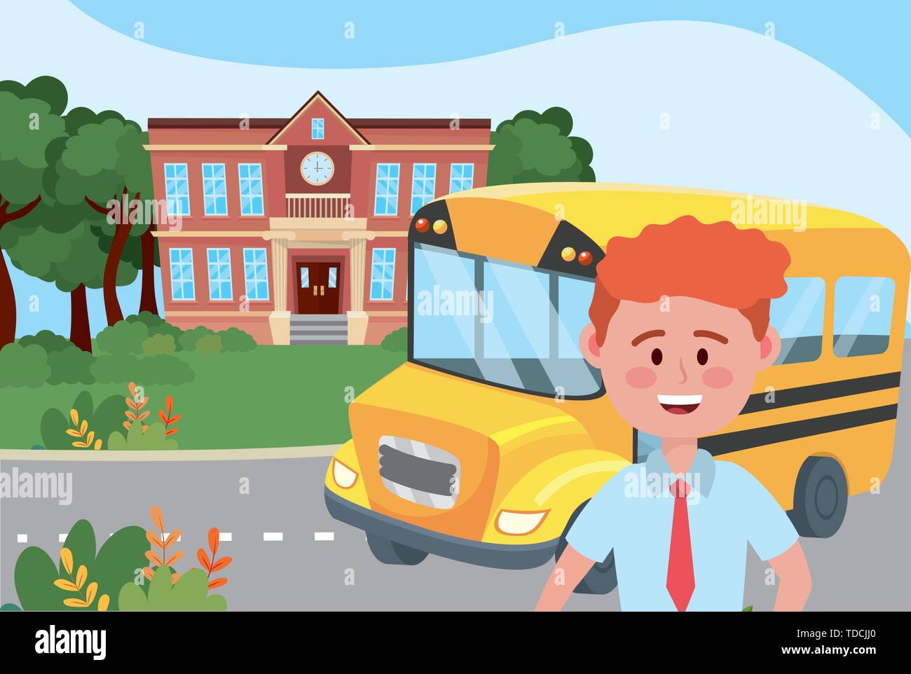 Boy kid and bus design, School education learning knowledge study and ...