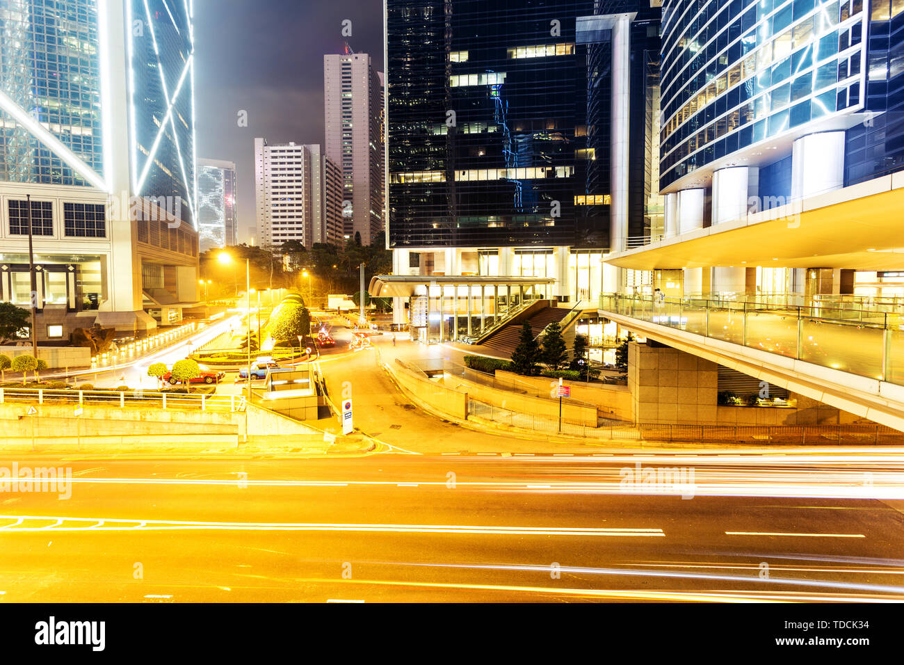 urban city traffic light trails at night Stock Photo - Alamy