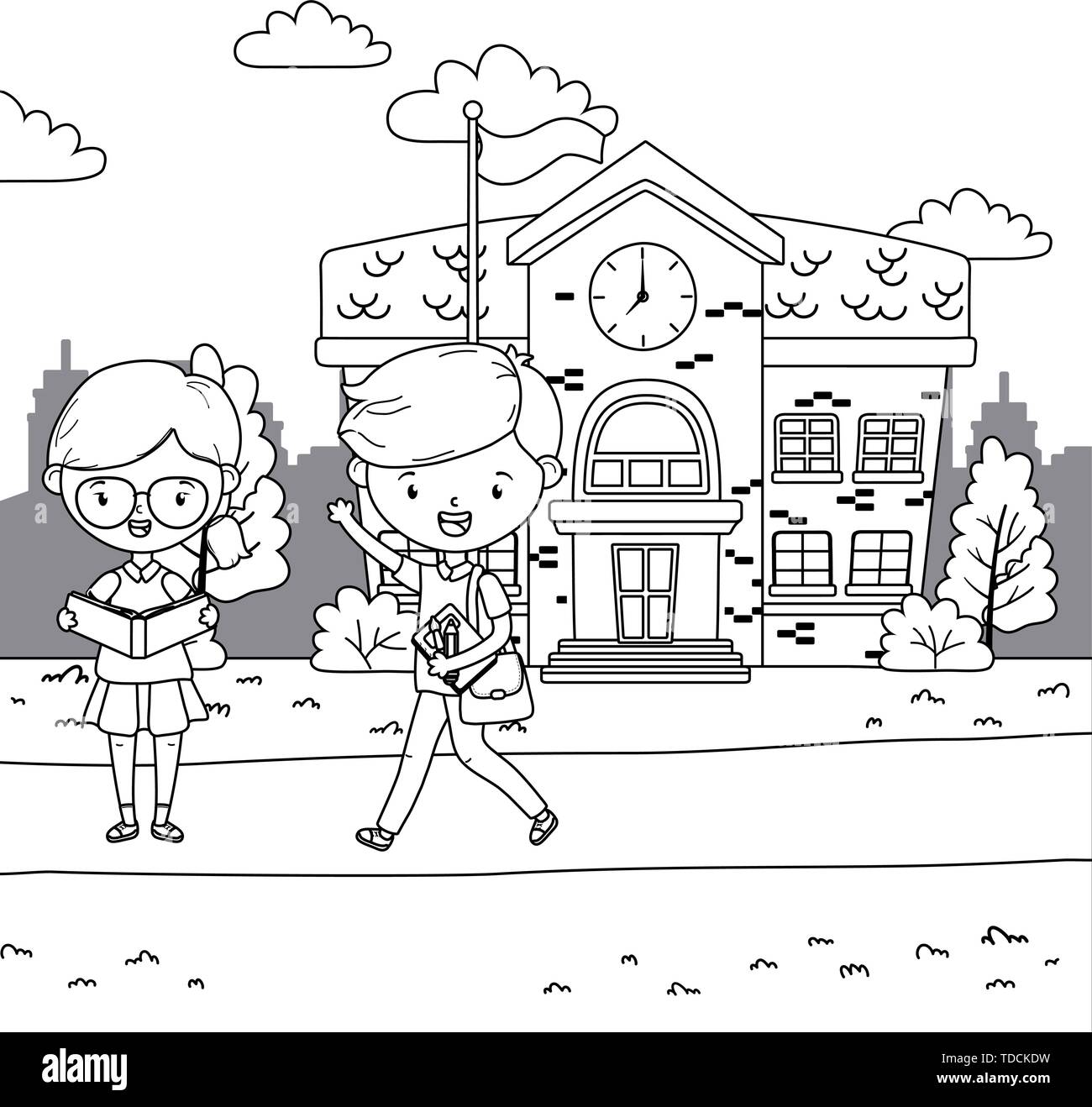 School building and kids design, Education lesson study learning ...