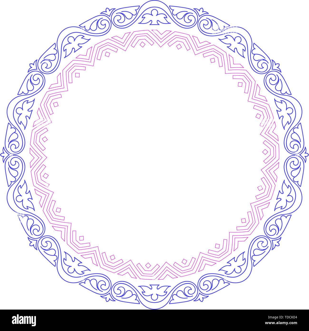 Decorative round frame border with antique baroque style for plate ...