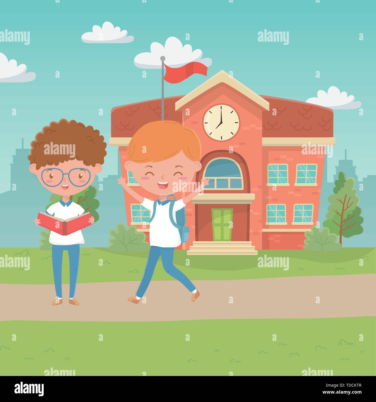 School building and kids design, Education lesson study learning ...