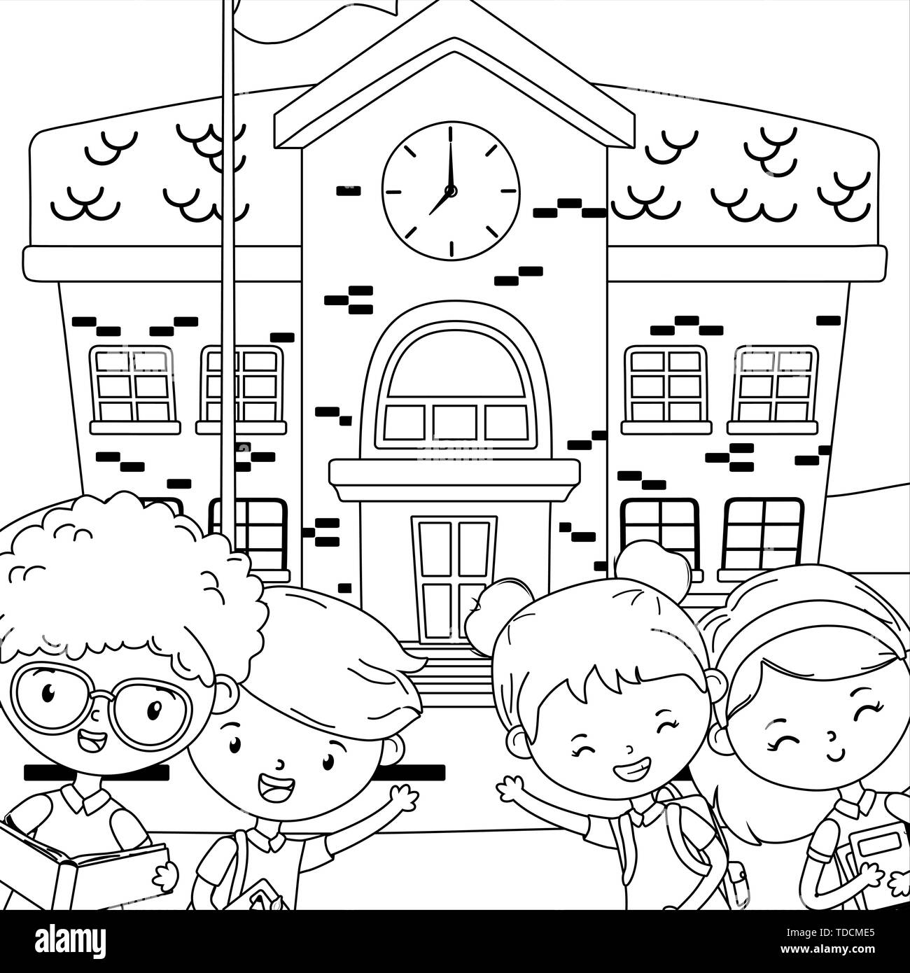 School building and kids design, Education lesson study learning ...