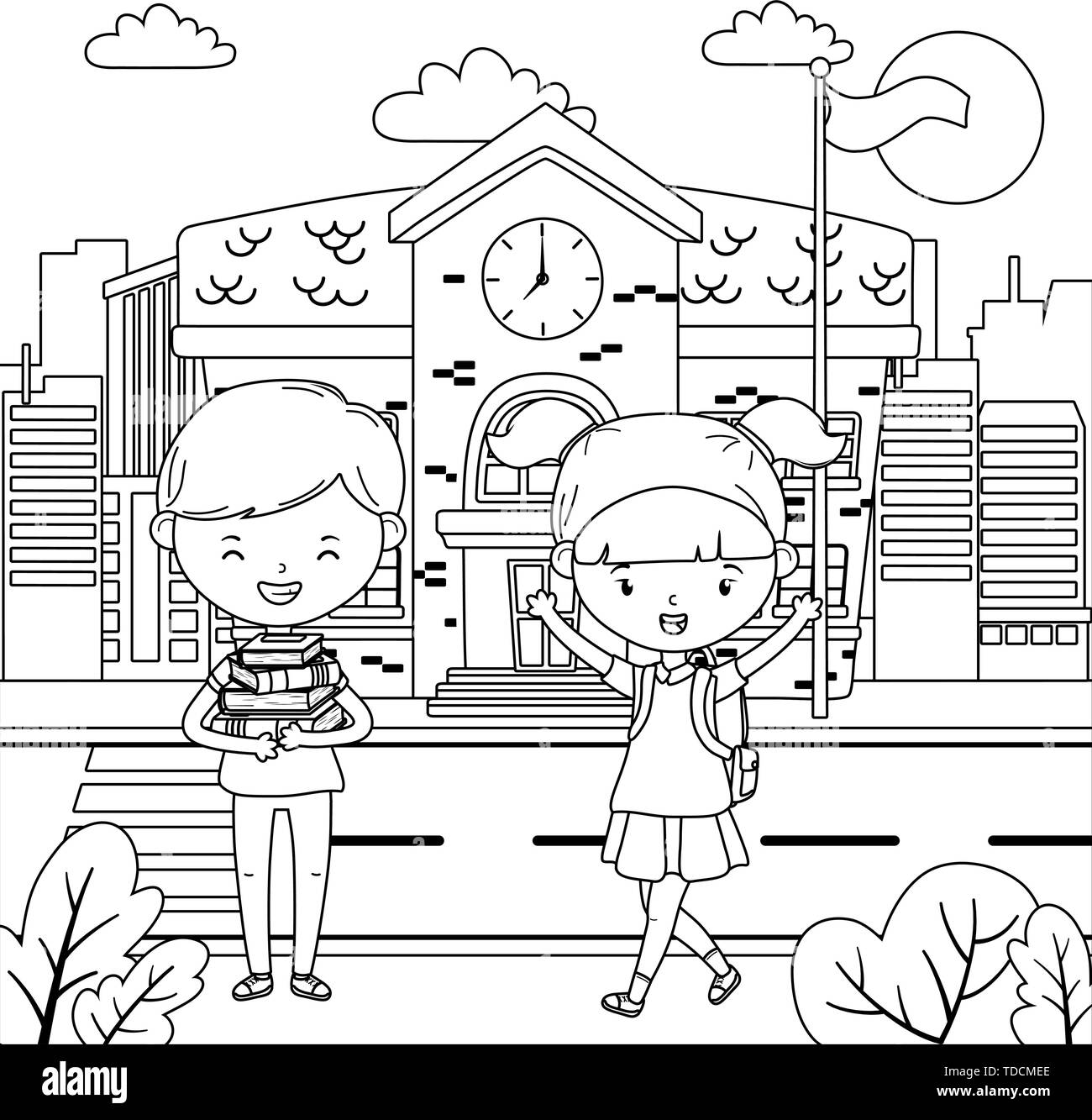 School building and kids design, Education lesson study learning ...
