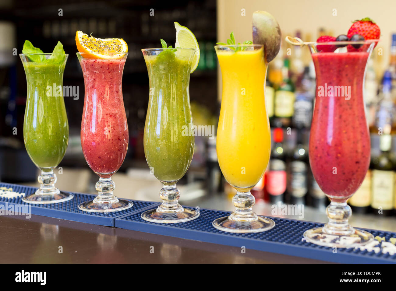 Fresh Color Juices Smoothie Violet Green Yellow Orange Red Tropical ...