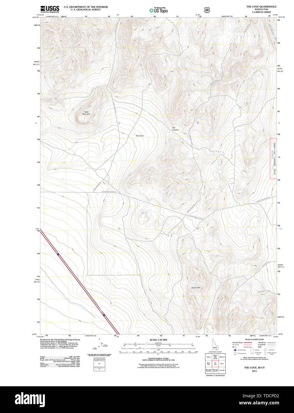 USGS TOPO Map Idaho ID The Cove 20110617 TM Restoration Stock Photo - Alamy