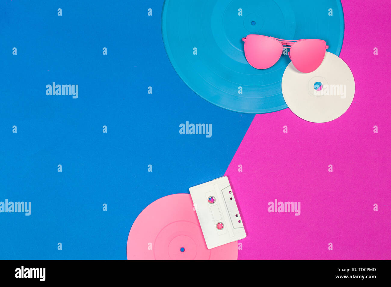 Music flat lay vinyl Stock Photo - Alamy