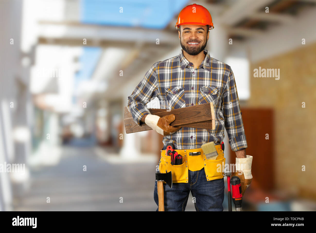 Construction Worker On Building Site Stock Photo - Alamy
