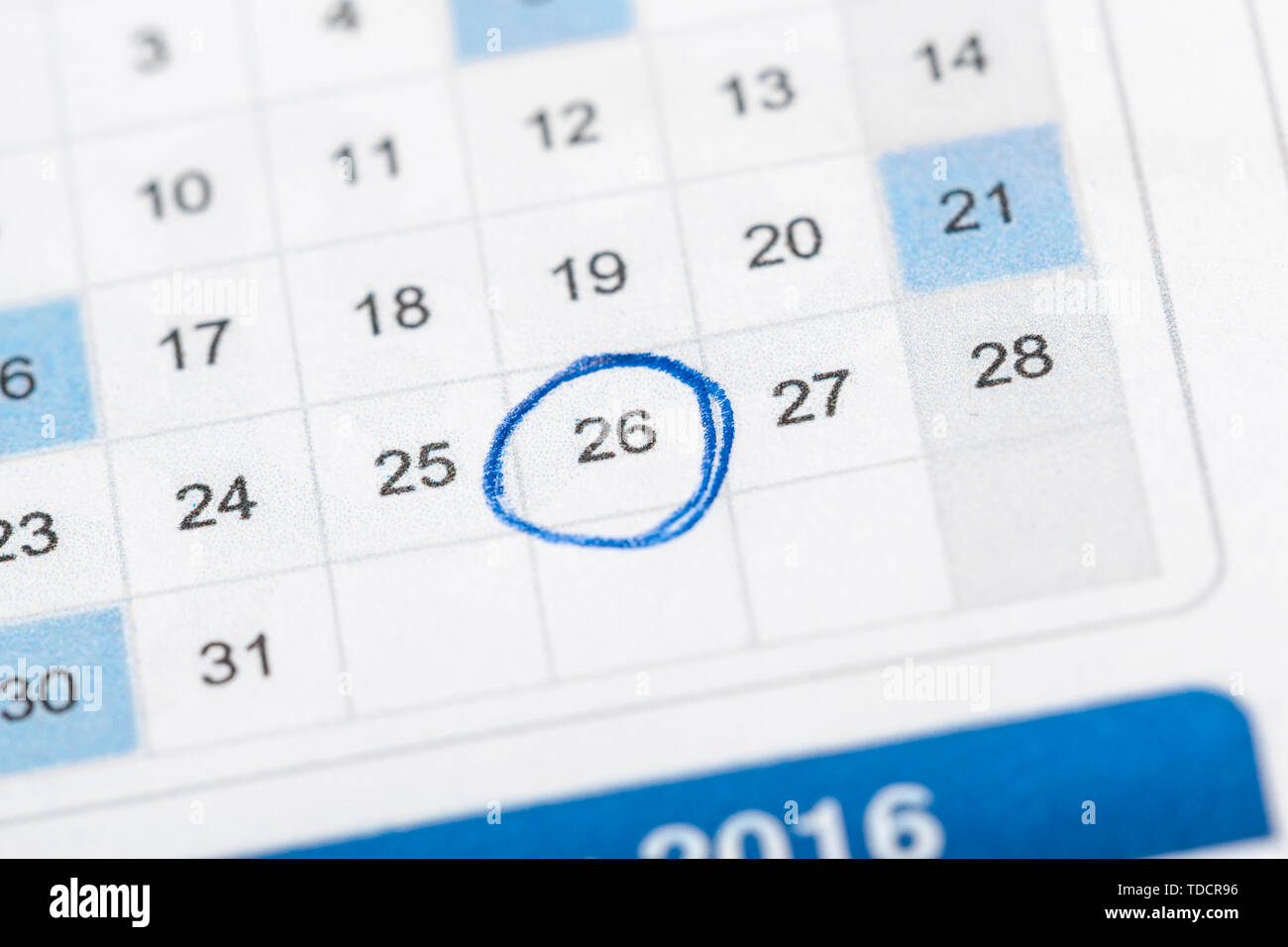 Closeup of dates on calendar page Stock Photo - Alamy