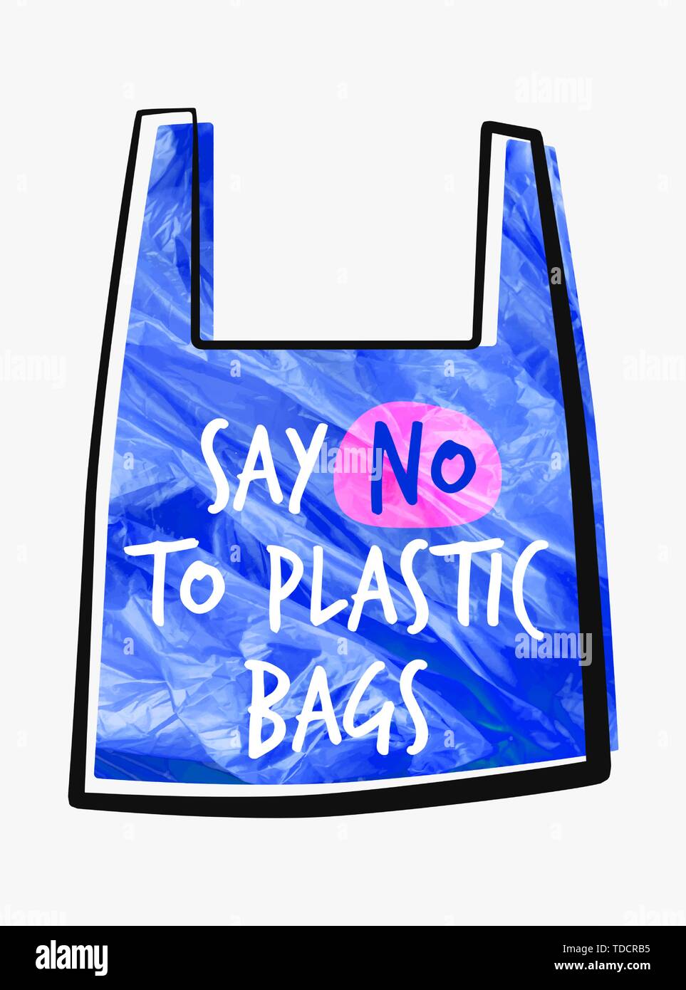 Pollution problem vector concept. Say no to plastic bag. Cartoon image ...