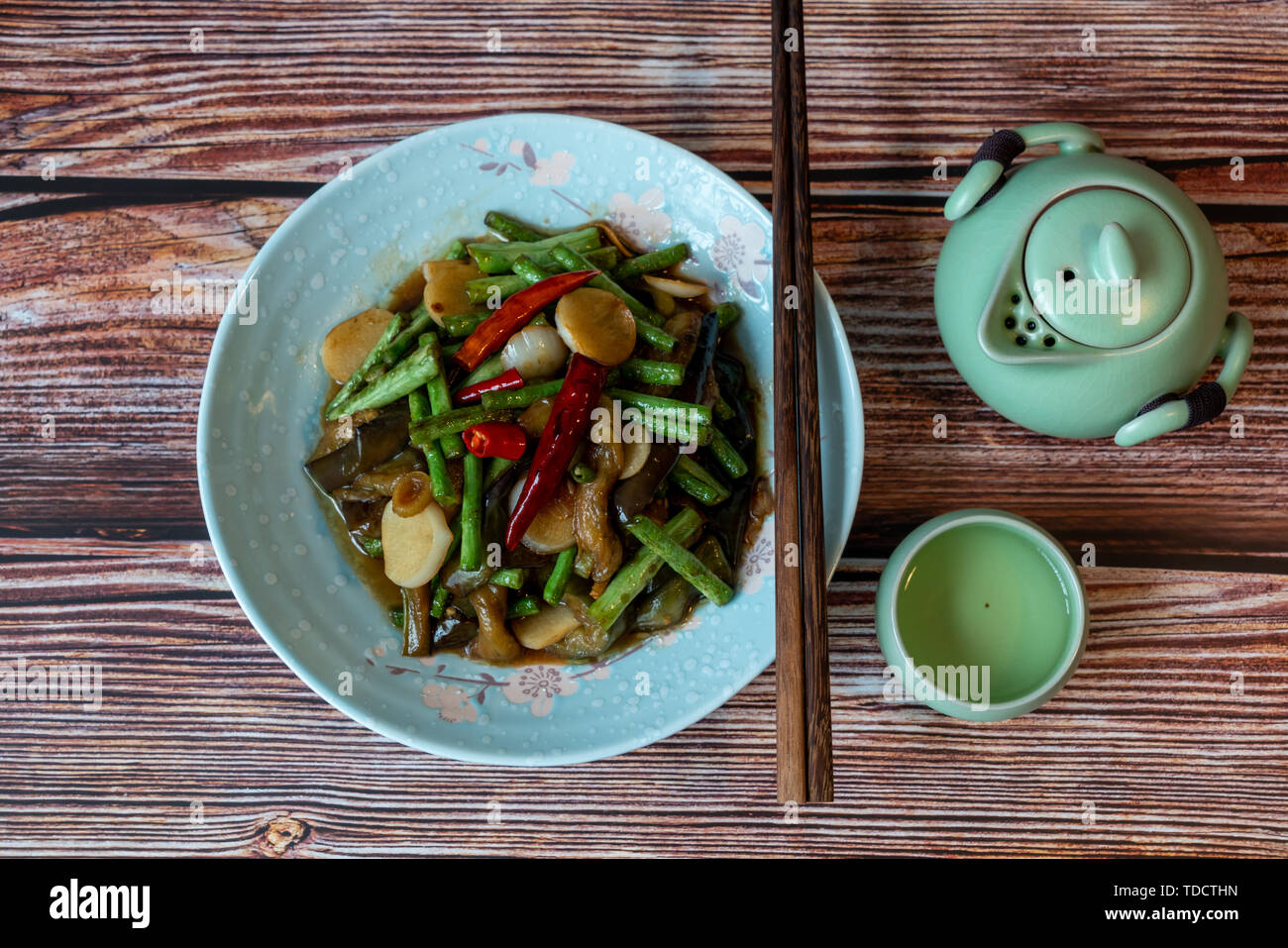 Home-cooked eggplant, boiled cowpeas Stock Photo - Alamy