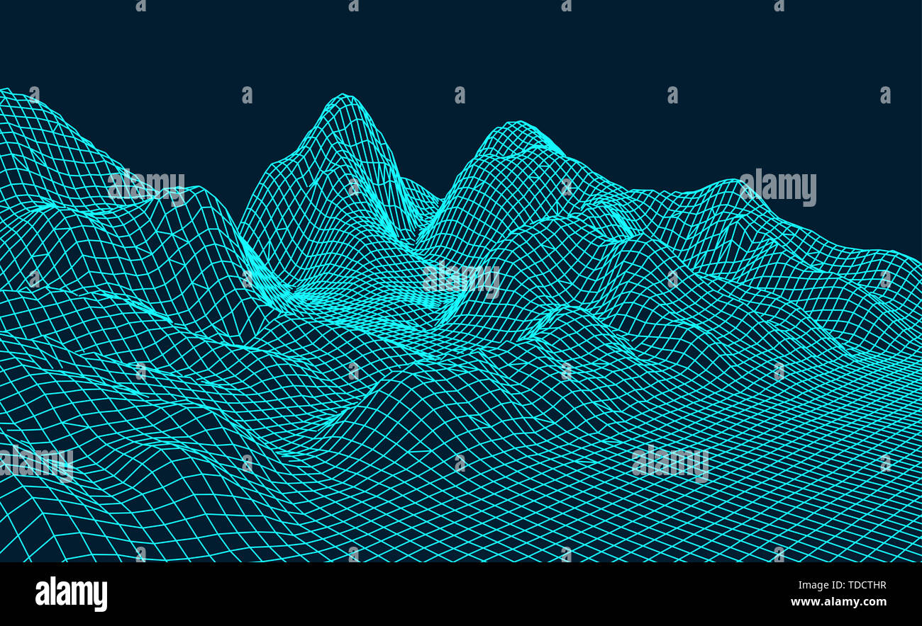 Abstract Vector Three Dimensional Digital Terrain Of Big Data Concept Graphics With Artificial