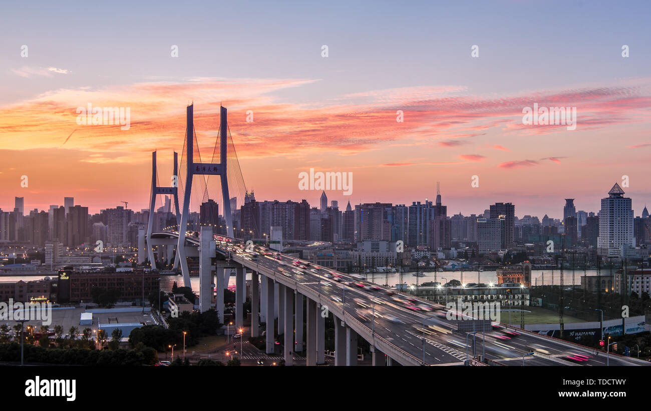 Shanghai cross-river bridge Stock Photo - Alamy